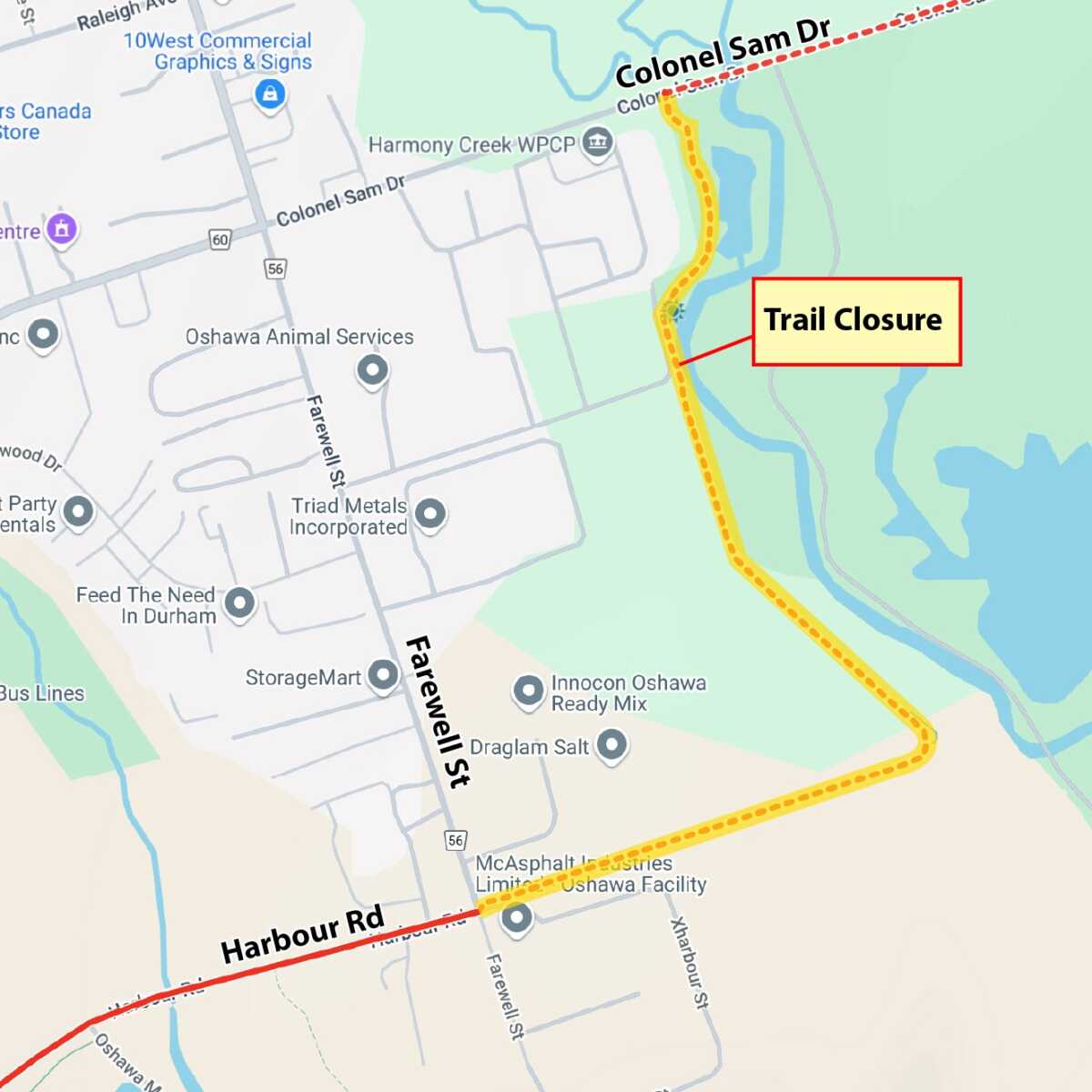 Trail Closure – Oshawa Trail Connection East of Farewell St | Great ...